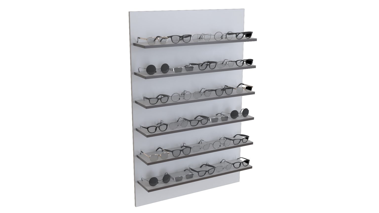 PANEL DE MELAMINA BLANCA CON 6 ESTANTES – VyA Display